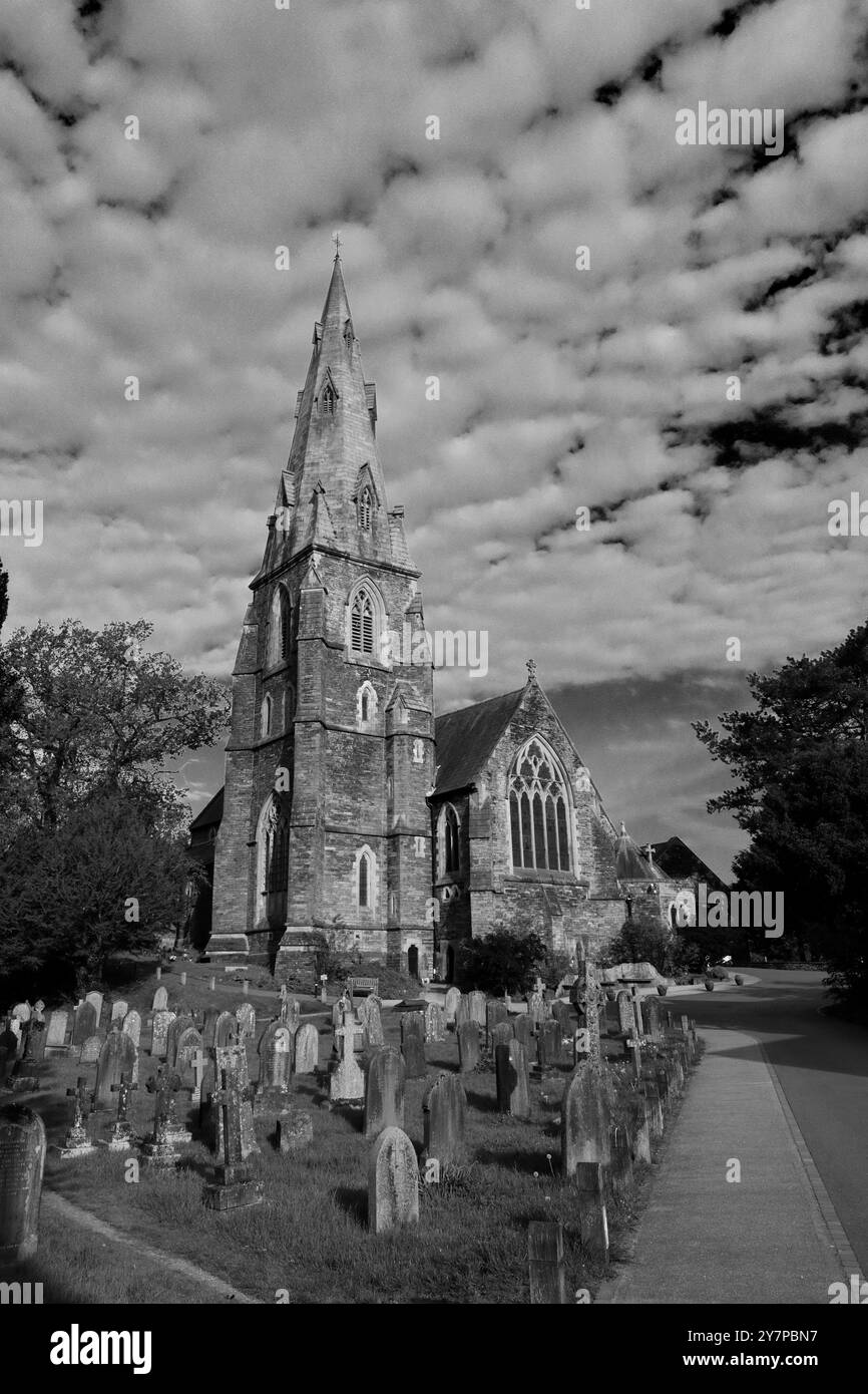 View of St Marys church, Ambleside town, Lake District National Park ...