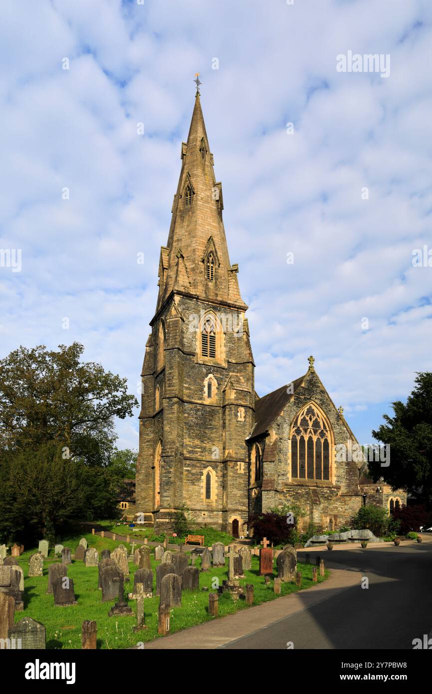 View of St Marys church, Ambleside town, Lake District National Park ...