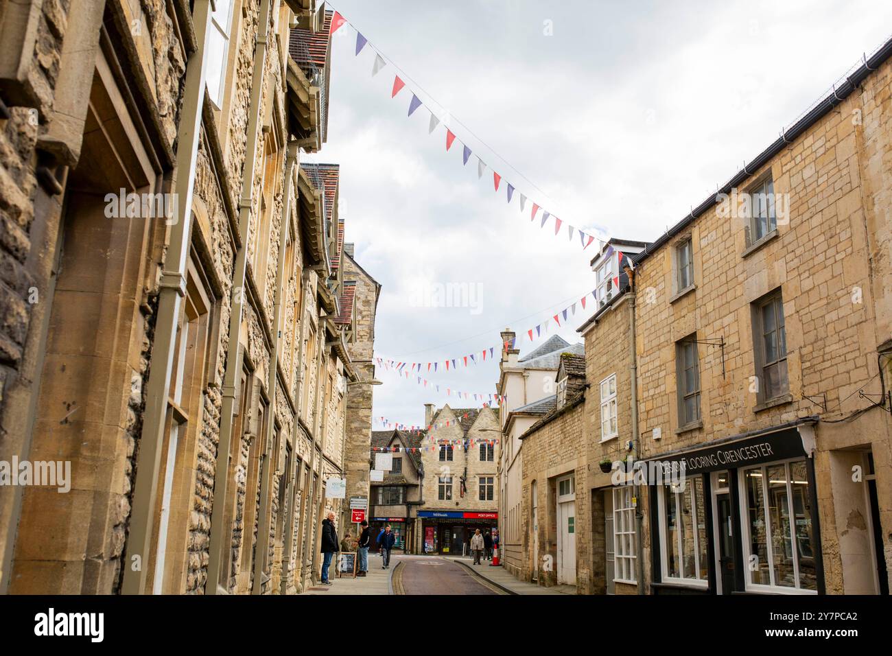 Silver Street in Cirencester, Gloucestershire, England. A historic ...