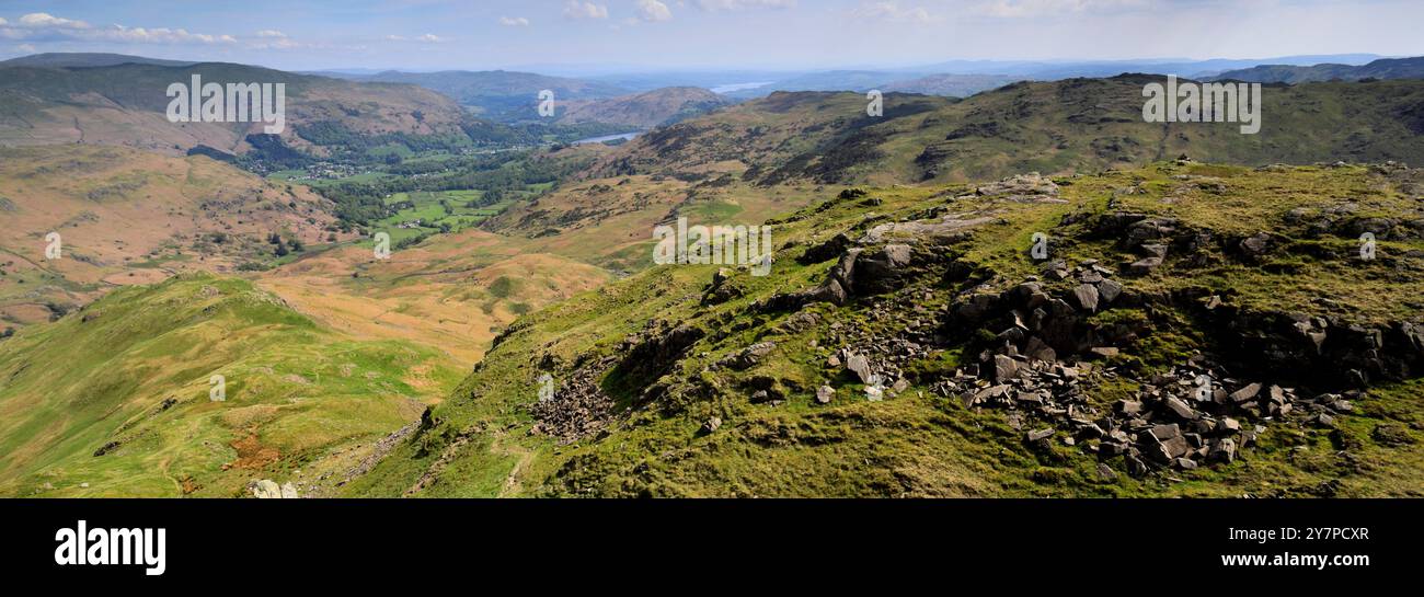 View over Tarn Crag fell, above the Easedale valley, Grasmere, Lake ...