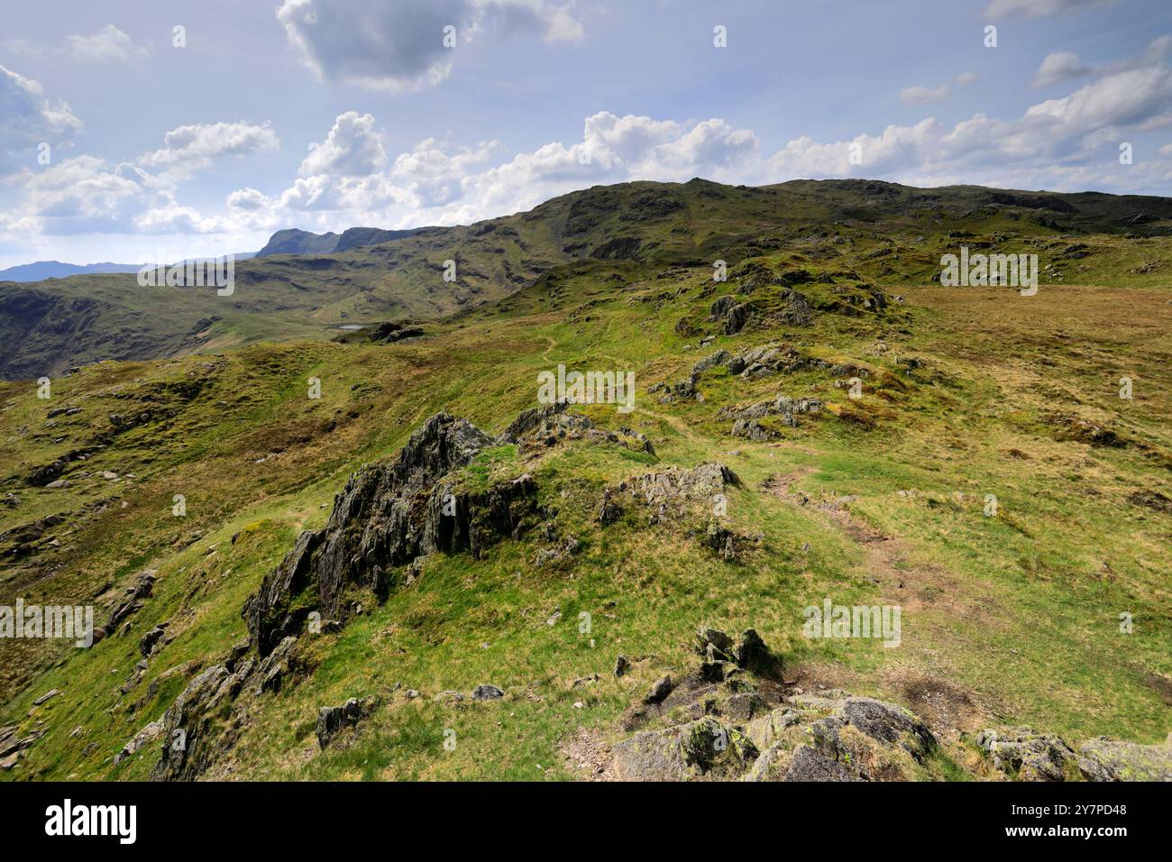View over Tarn Crag fell, above the Easedale valley, Grasmere, Lake ...