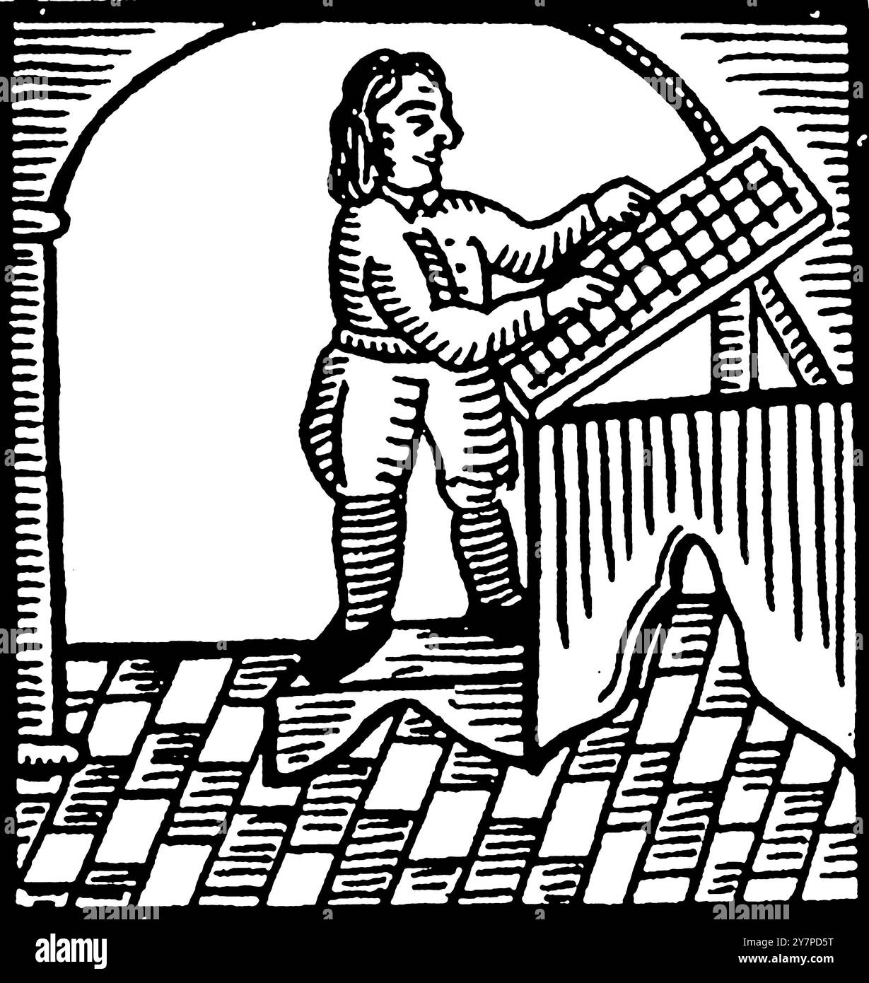 Engraving house painting worker hi-res stock photography and images - Alamy