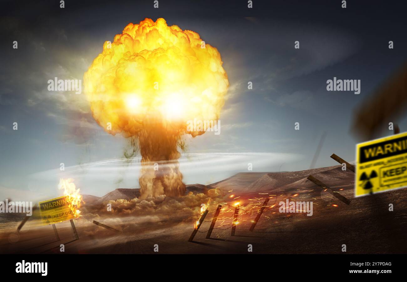 An Atom Bomb dropping and exploding Causing Destruction and nuclear ...