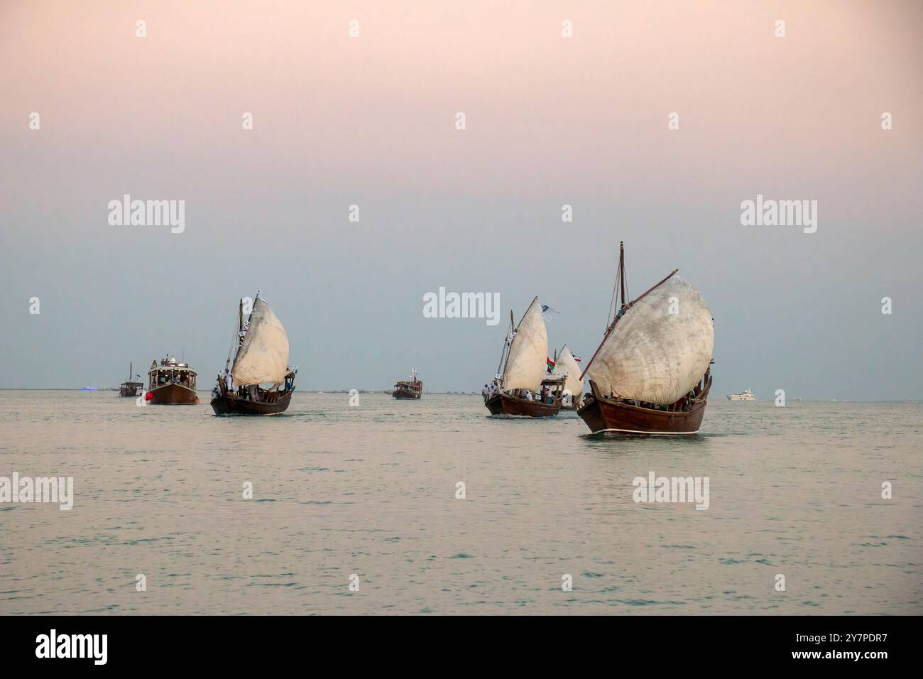 Dhow wooden boat. Arabian Traditional fisherman life Katara Traditional ...