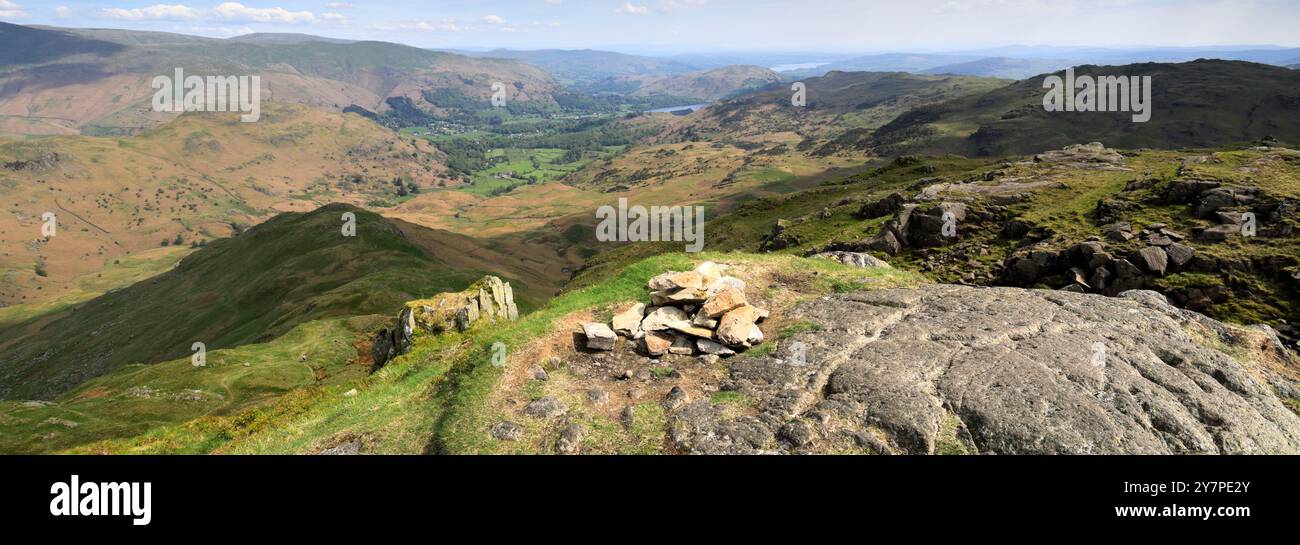 View over Tarn Crag fell, above the Easedale valley, Grasmere, Lake ...
