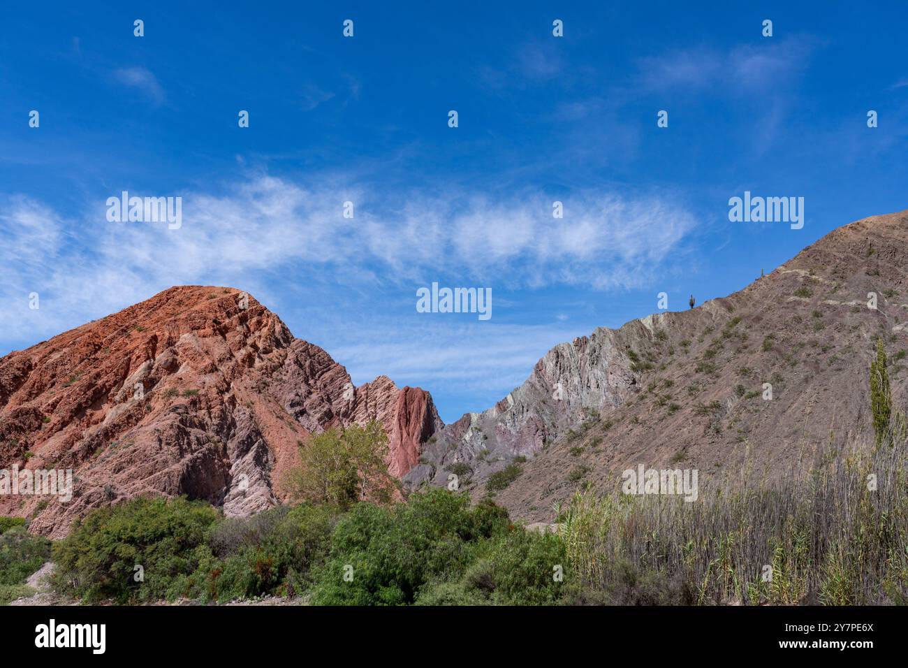 The eroded Humahuaca Valley or Quebrada de Humahuaca in Argentina Stock ...