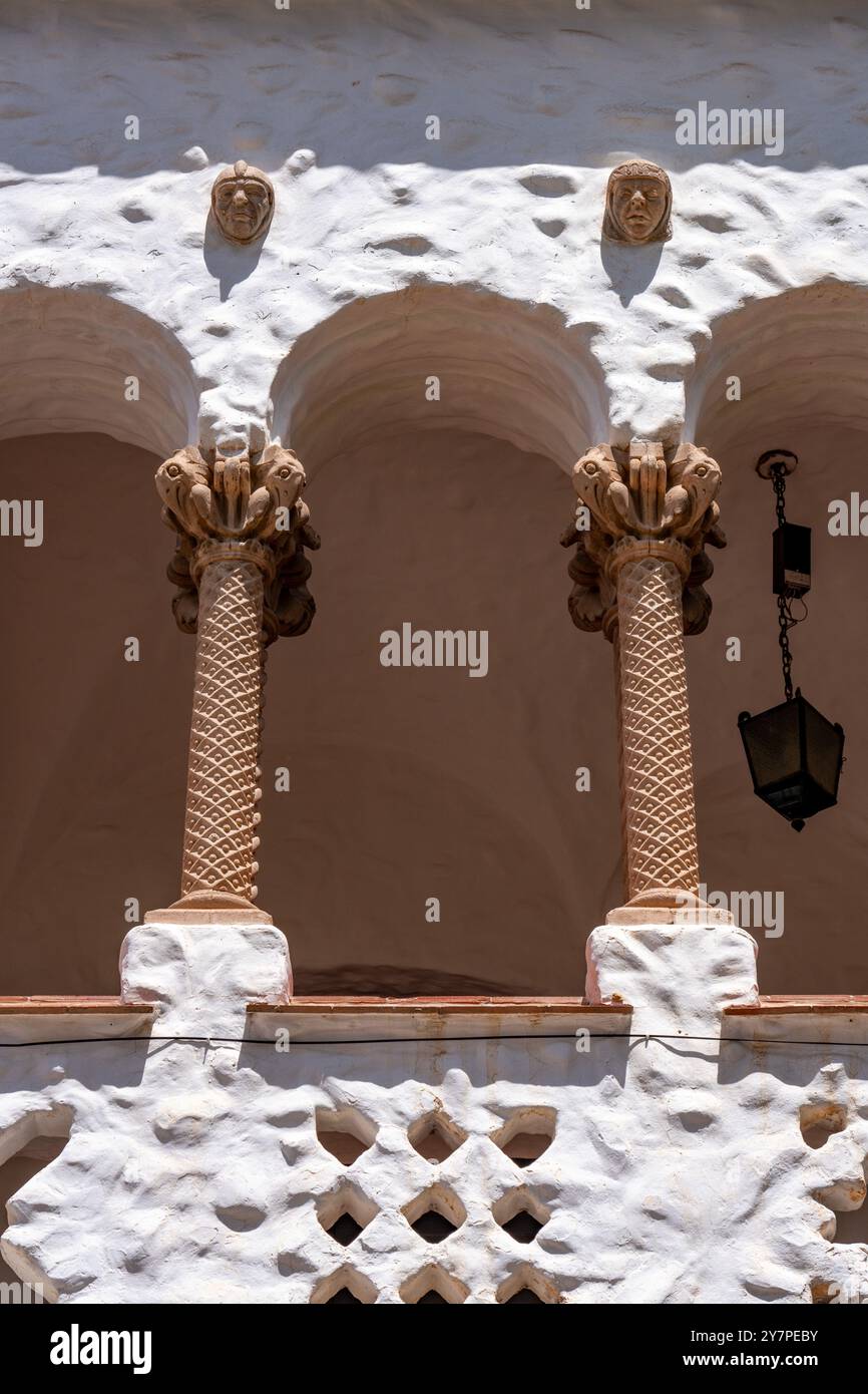 Detail of the Spanish & Moorish-style town hall or cabildo on Plaza ...