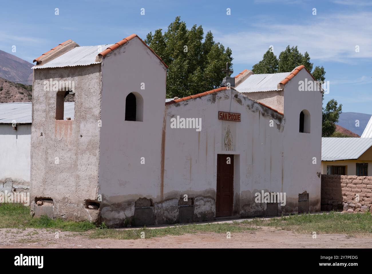 The small parish church of San Roque, a barrio of Humahuaca in the ...