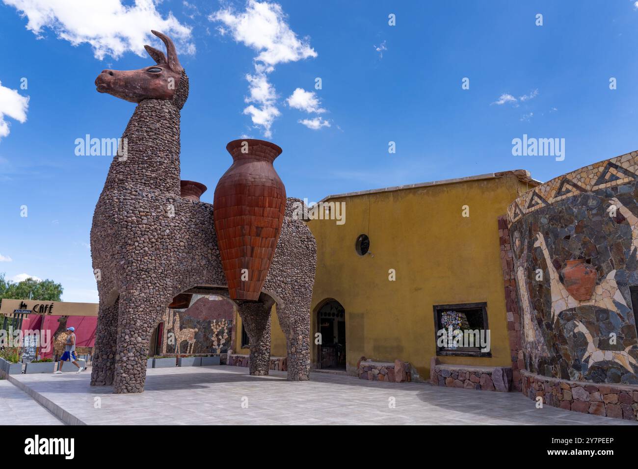 A giant llama statue made of rocks at Arte Guanuco in the Quebrada de ...