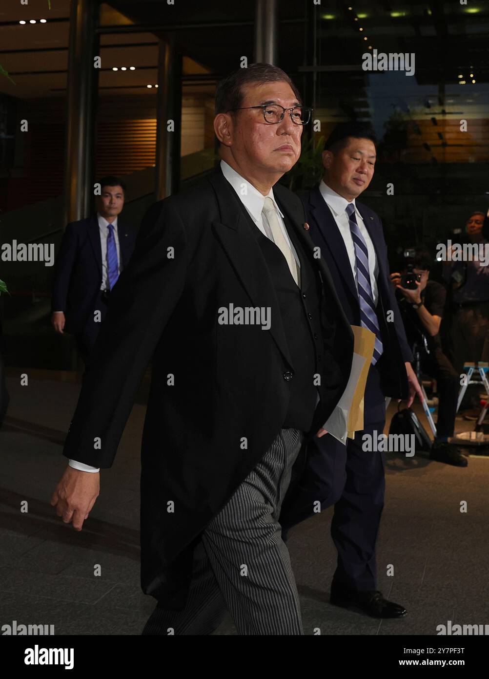 Japanese new prime minister Shigeru Ishiba leaves the prime minister's ...