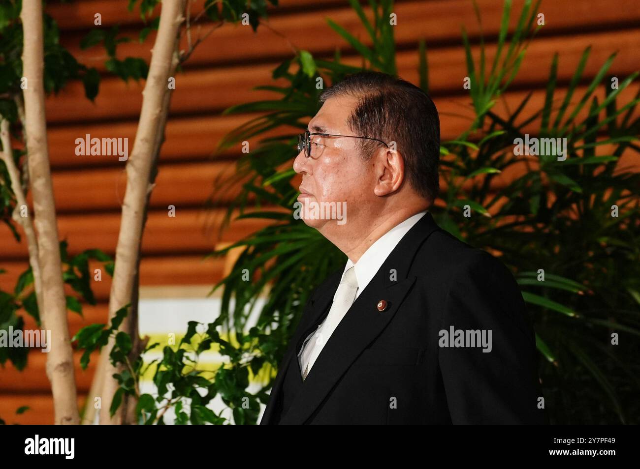 Japanese new prime minister Shigeru Ishiba leaves the prime minister's ...