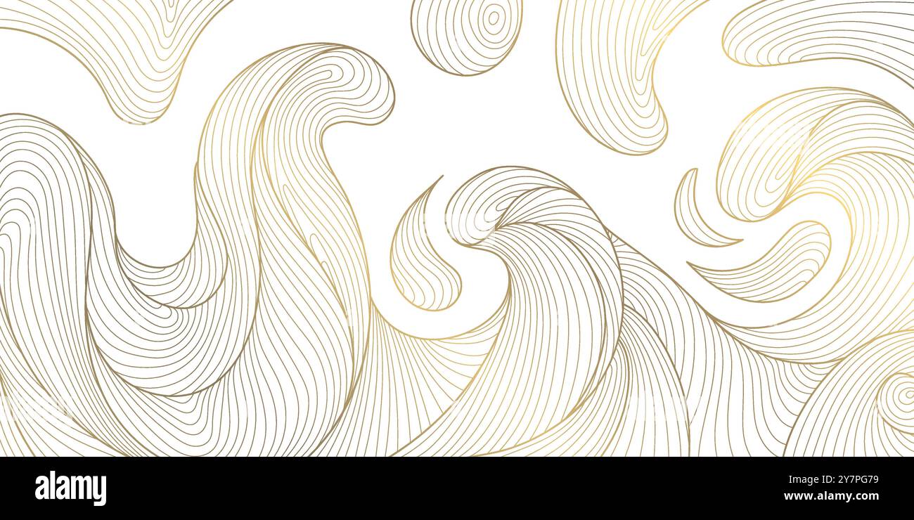 Vector wave line illustration, sea water pattern, curve graphic design ...