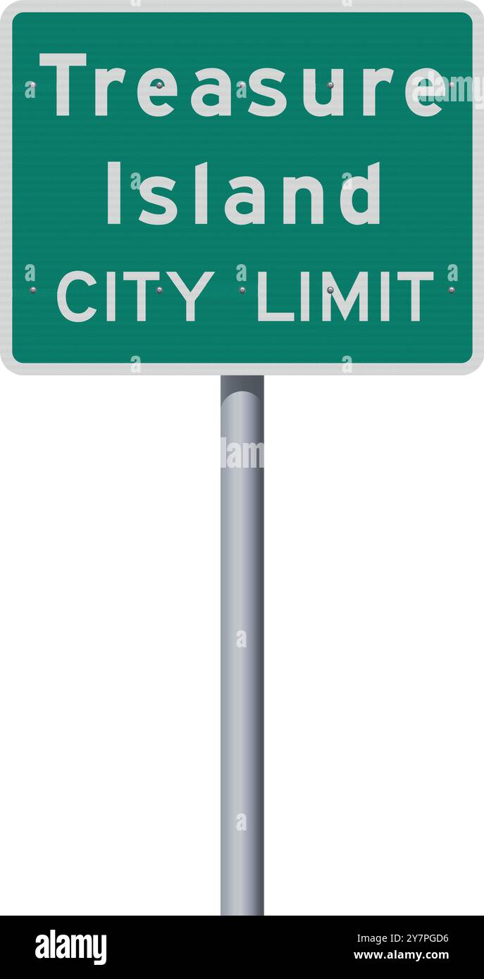 Vector illustration of the city of Treasure Island (Florida) green road ...