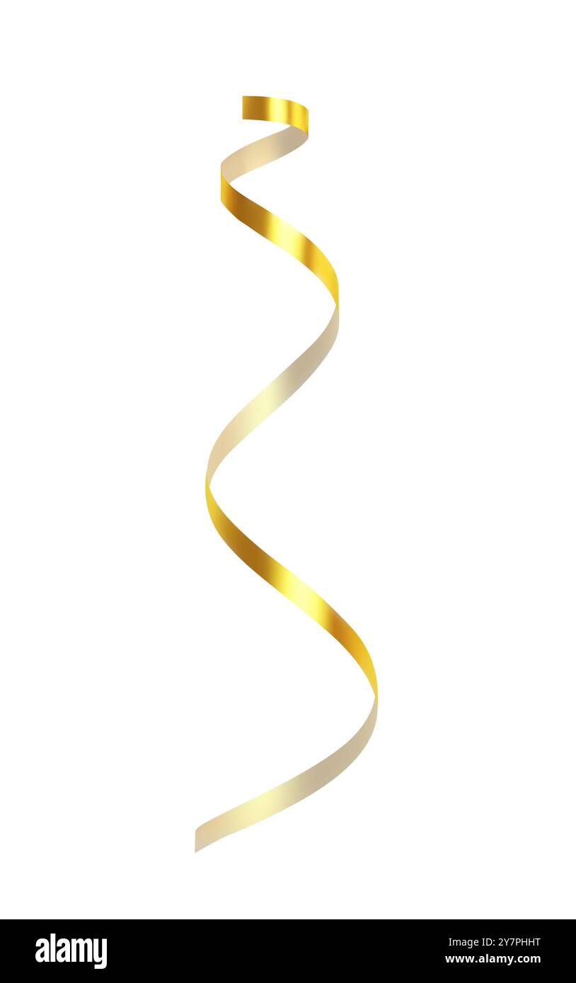 Golden serpentine ribbon isolated white background. Vector illustration ...