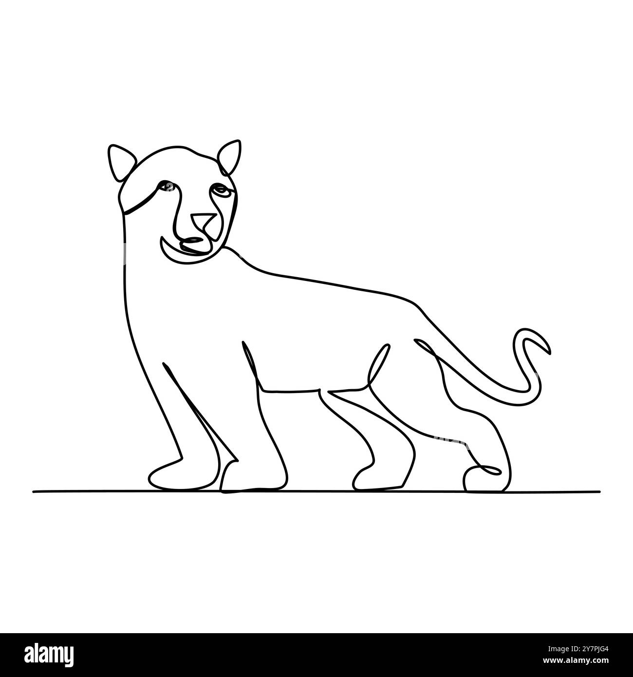 Continuous one line drawing. Tiger walking symbol art. Continuous one ...