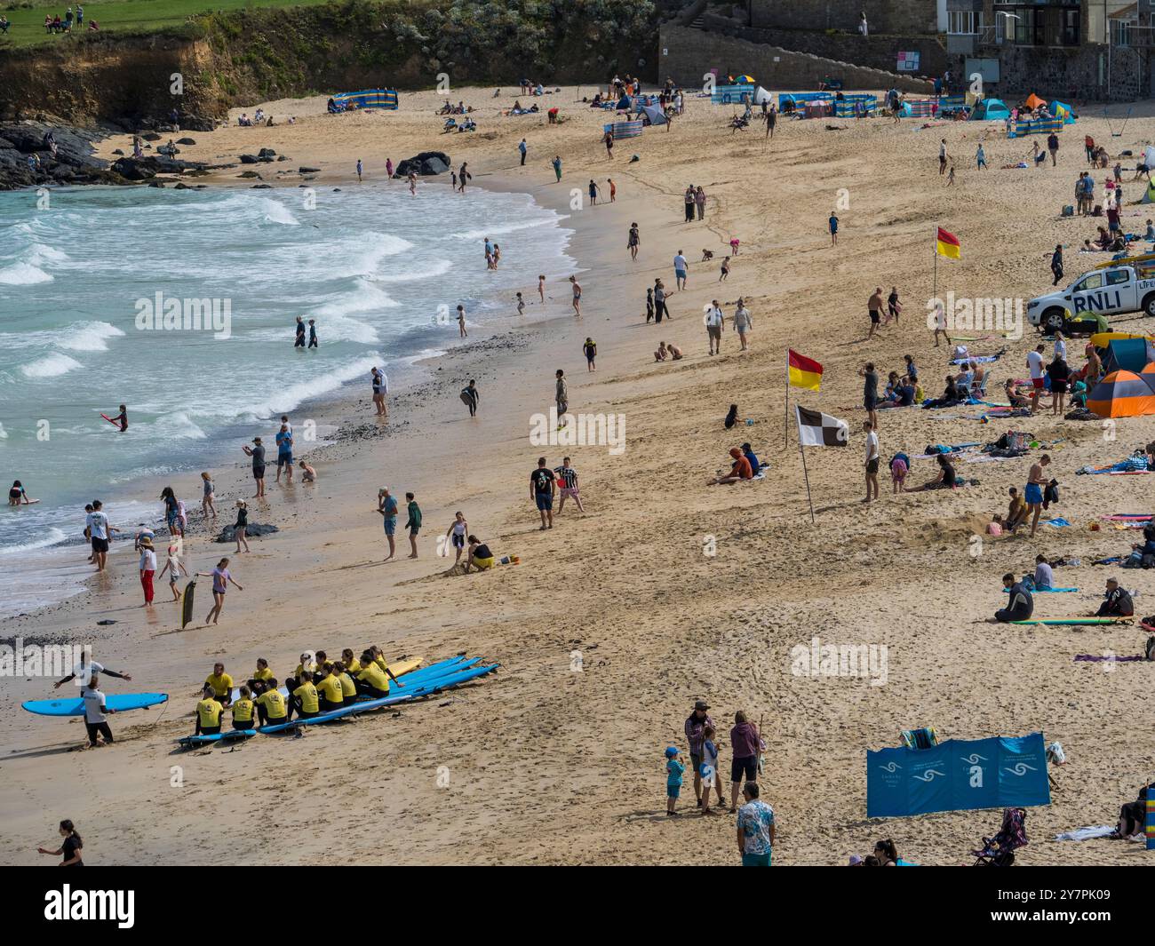 Surf Training, Surfing, Porthmeor Beach, St Ives, Cornwall, England, UK ...