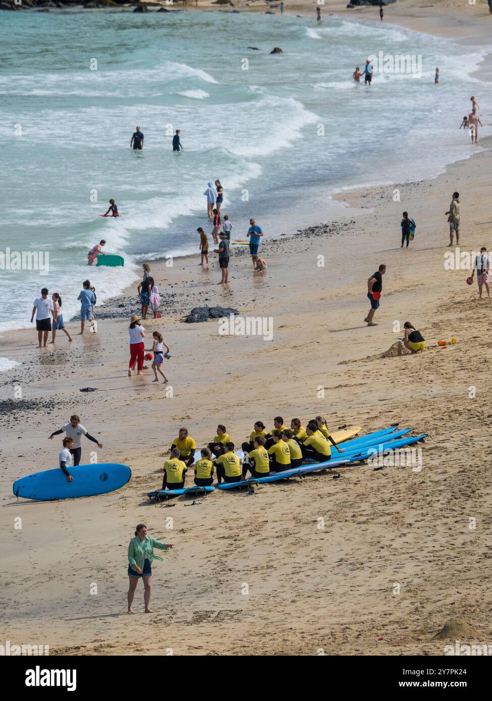 Surf Training, Surfing, Porthmeor Beach, St Ives, Cornwall, England, UK ...