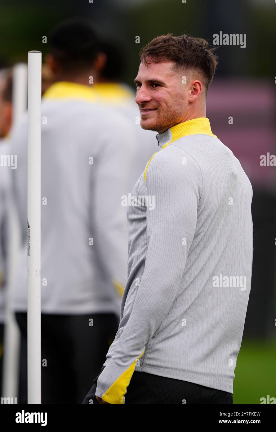 Liverpool's Alexis Mac Allister during a training session at the AXA ...
