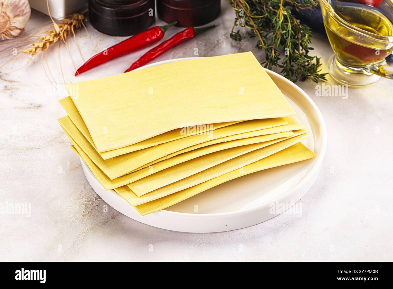 Italian cuisine - dry lasagna sheets for cooking Stock Photo - Alamy