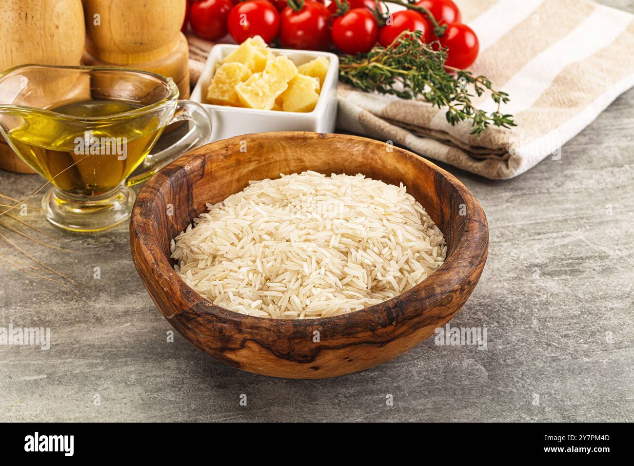 Indian cuisine - raw basmati rice for steam Stock Photo - Alamy