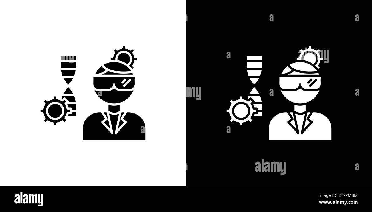 Biomedical engineer icon Flat thin line vector illustration art outline ...