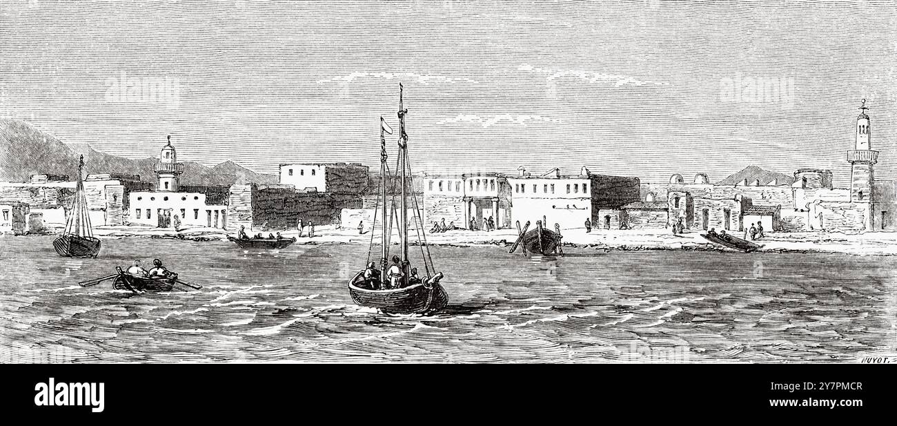Al Qusayr city. Red Sea coast, eastern Egypt. Drawing by Karl Girardet ...