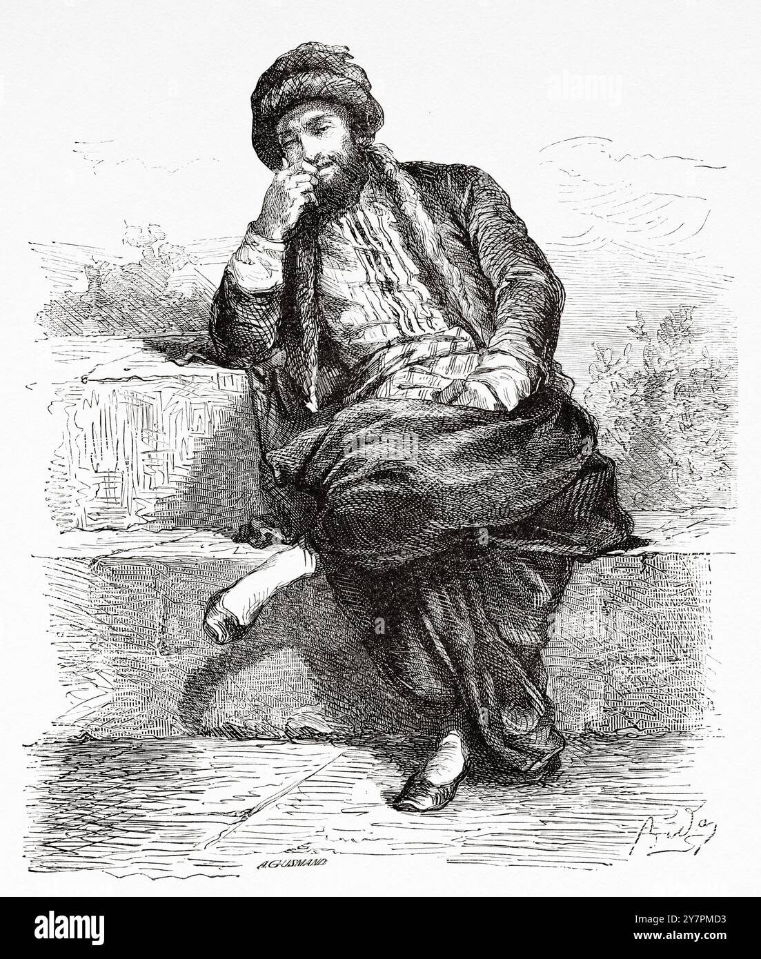 A Jewish man from Thessaloniki. Greece. Drawing by Alexandre Bida (1813 ...