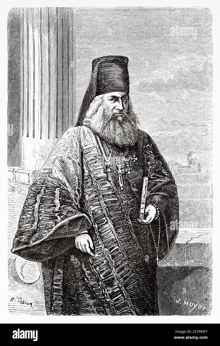 Archimandrite of the Ivirone monastery on Mount Athos. Greece. Drawing ...