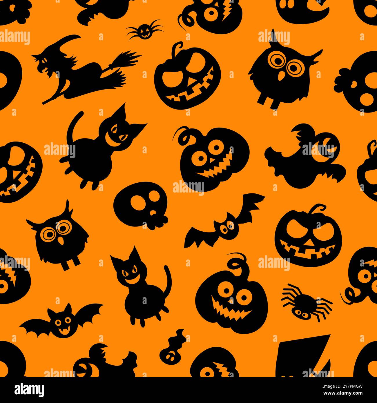 Seamless vector pattern for Halloween design. Halloween symbols ...