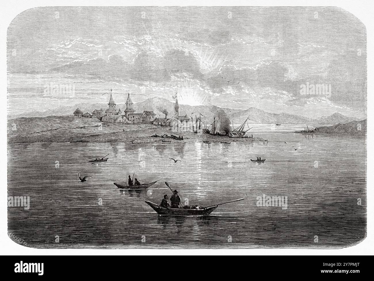 The Port of Okhotsk, Russia. Drawing by Jean Victor Adam (1801-1866 ...
