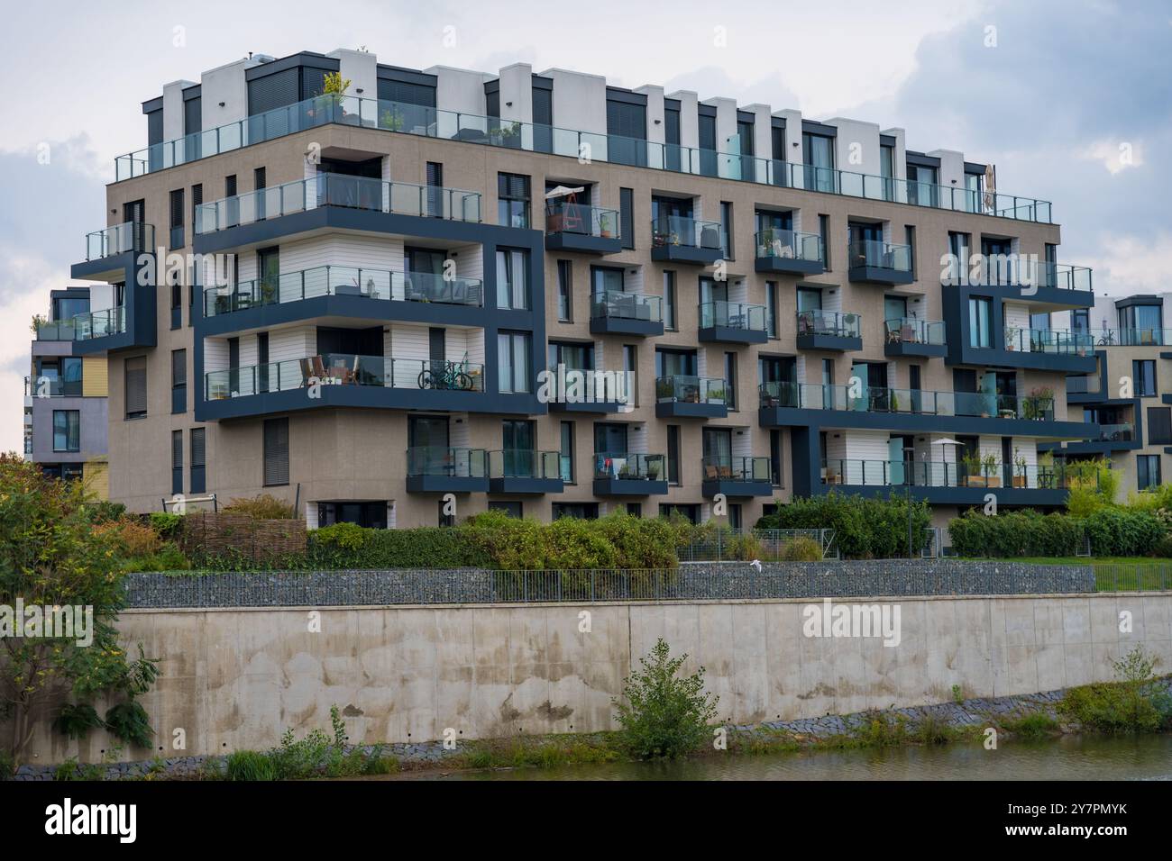 Prague, Czech Republic - September 16, 2024: Luxury residence of modern DOCK architecture Stock ...