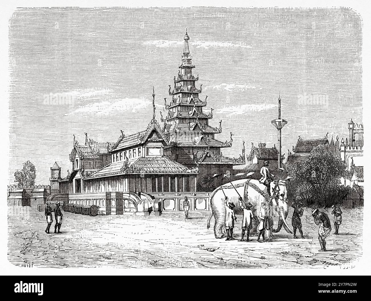 The King's palace and a white elephant, Burma, Myanmar. Southeast Asia ...