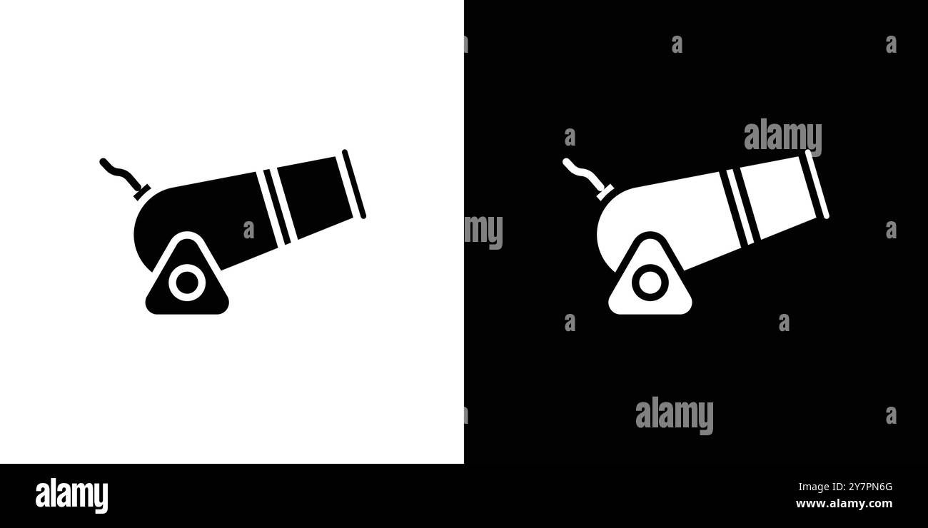 Cannon icon Flat thin line vector illustration art outline set Stock ...