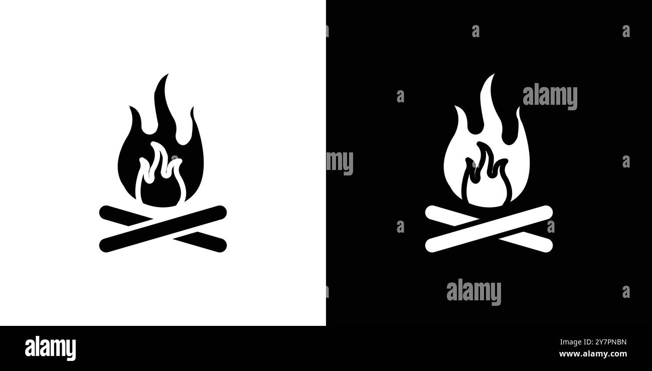 Campfire icon Flat thin line vector illustration art outline set Stock ...