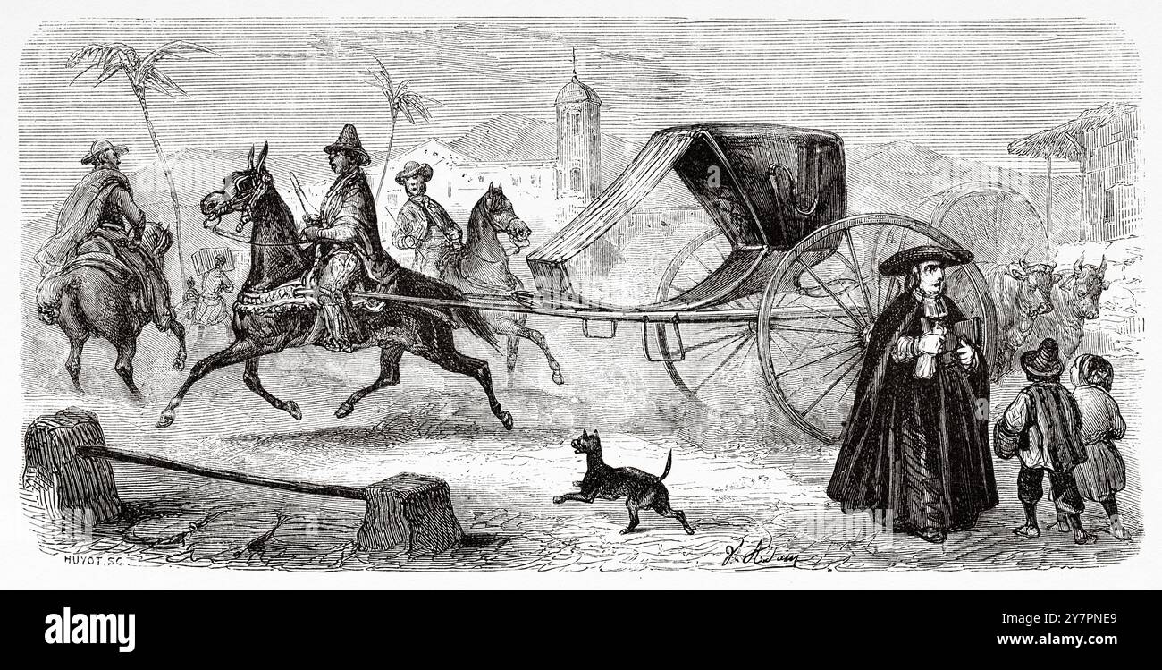 A traditional volante, horse carriage in Havana, Cuba. Antilles of the ...