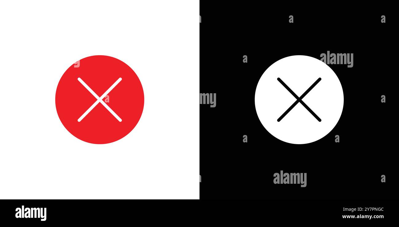 Close button icon Flat thin line vector illustration art outline set ...
