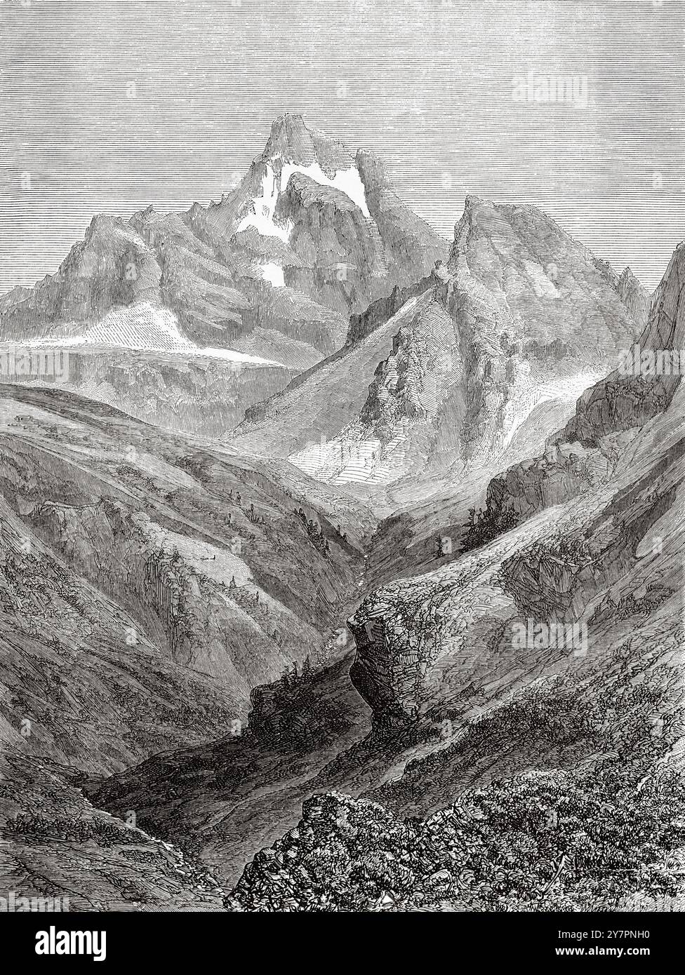 View of Monviso massif in Cuneo province, Cottian Alps. Piedmont. Italy ...