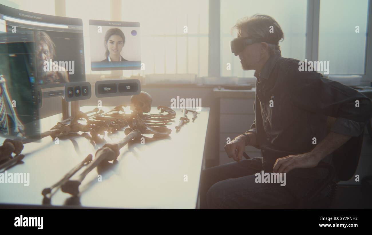 Advanced archaeological lab: Archaeologist in VR headset studies ...