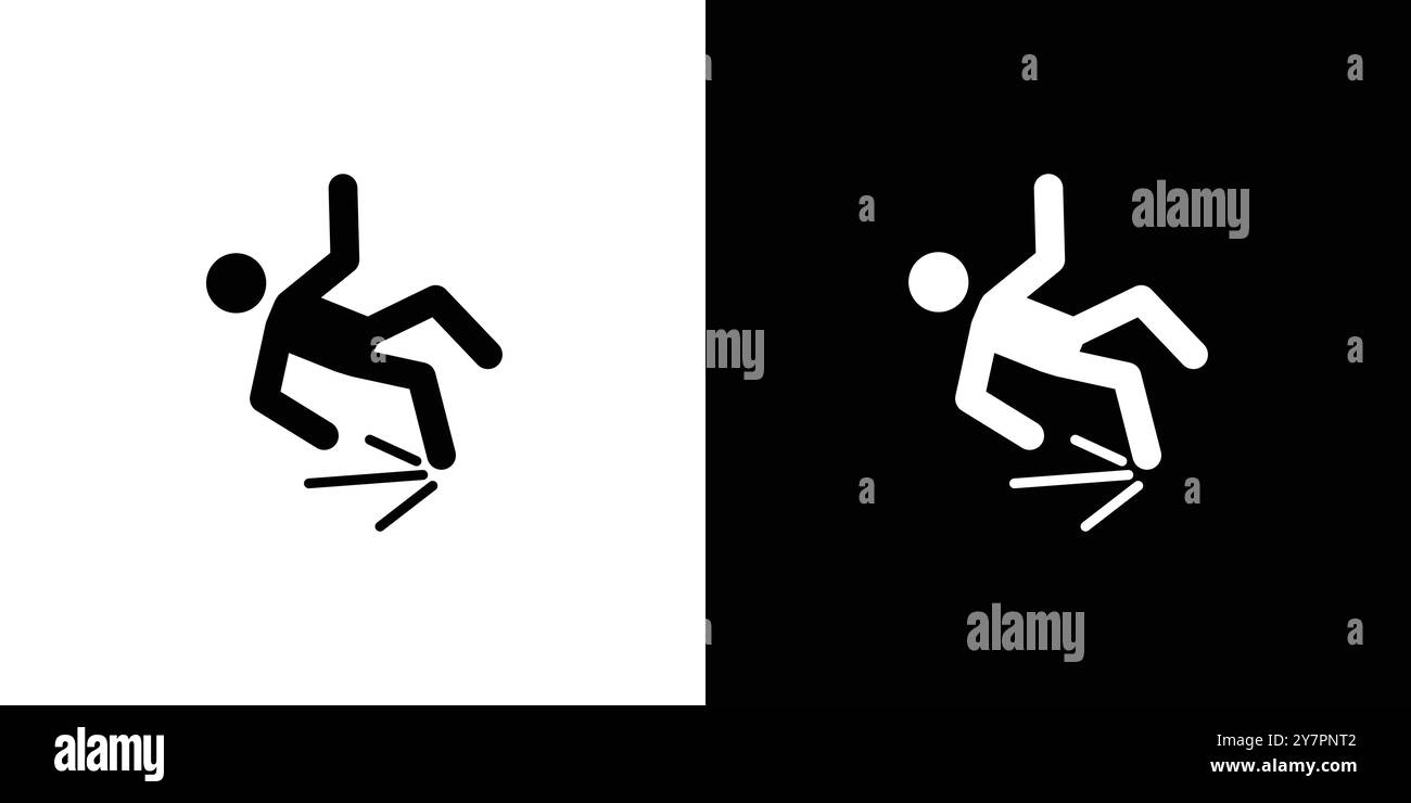 Fall accident icon Flat thin line vector illustration art outline set ...