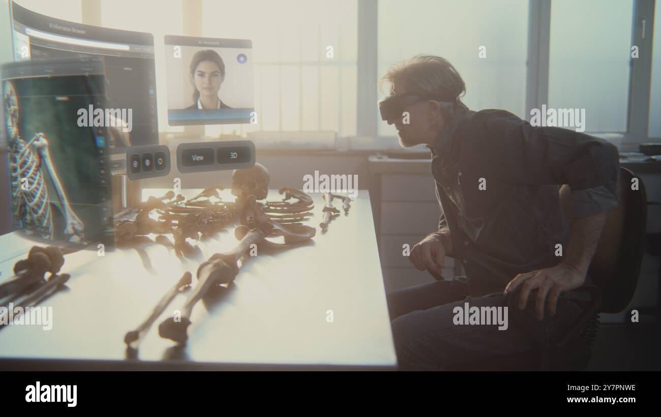 Advanced archaeological lab: Archaeologist in VR headset studies ...