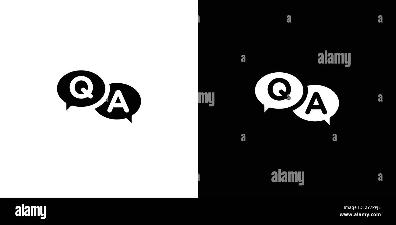 Questions and answers icon Flat thin line vector illustration art ...