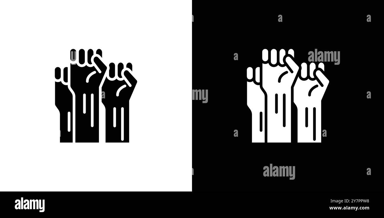 Raised fists icon Flat thin line vector illustration art outline set ...