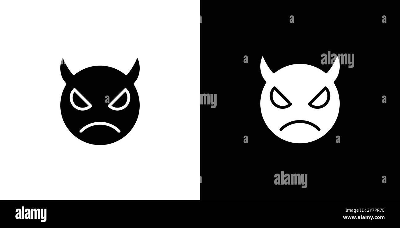 Satan evil icon Flat thin line vector illustration art outline set ...