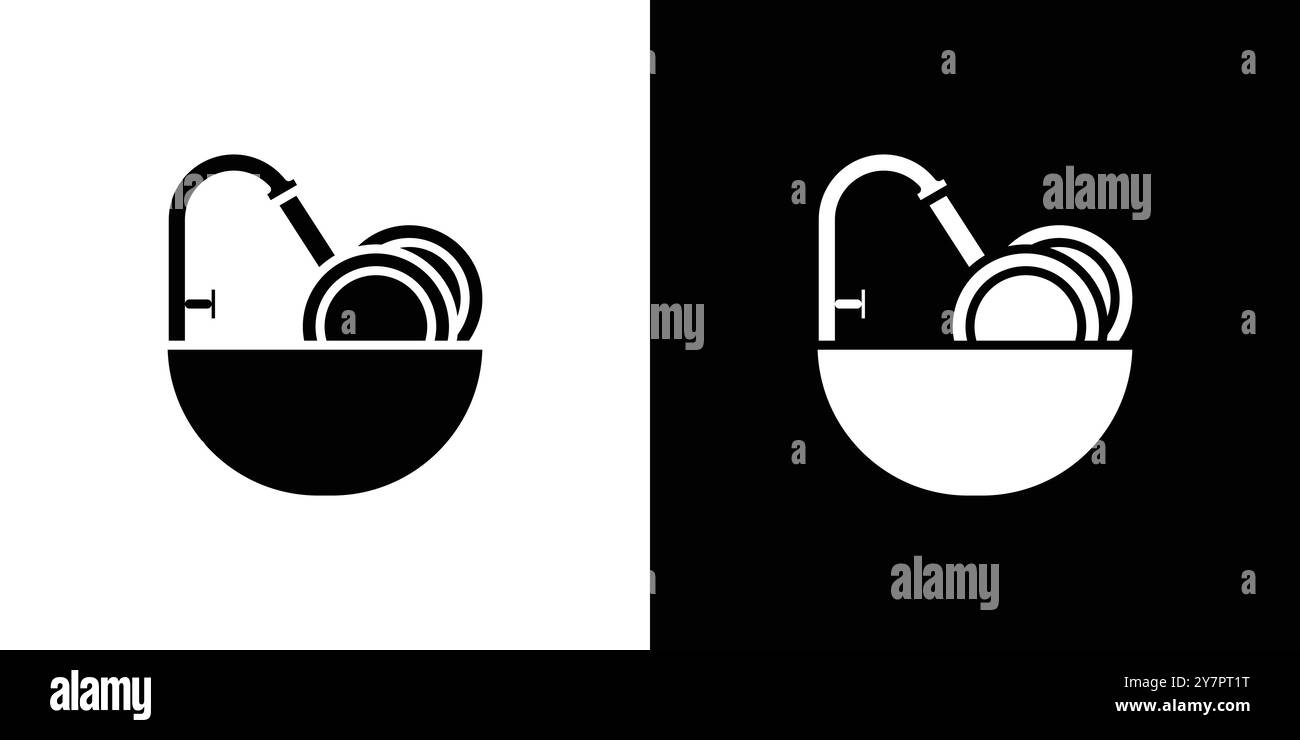 Washing dishes vector vectors Black and White Stock Photos & Images - Alamy