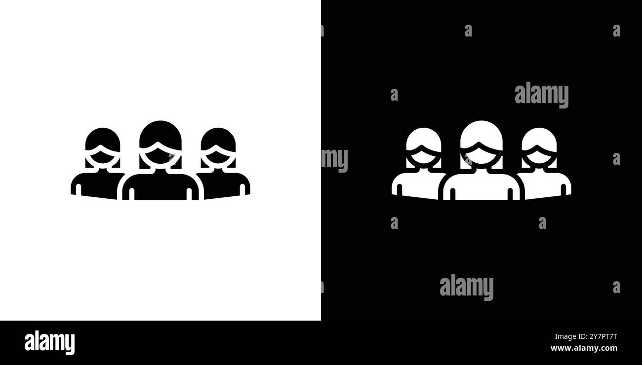 Women team icon Flat thin line vector illustration art outline set ...