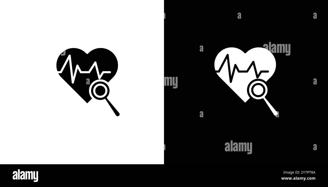 Pulse heart check up icon Flat thin line vector illustration art ...