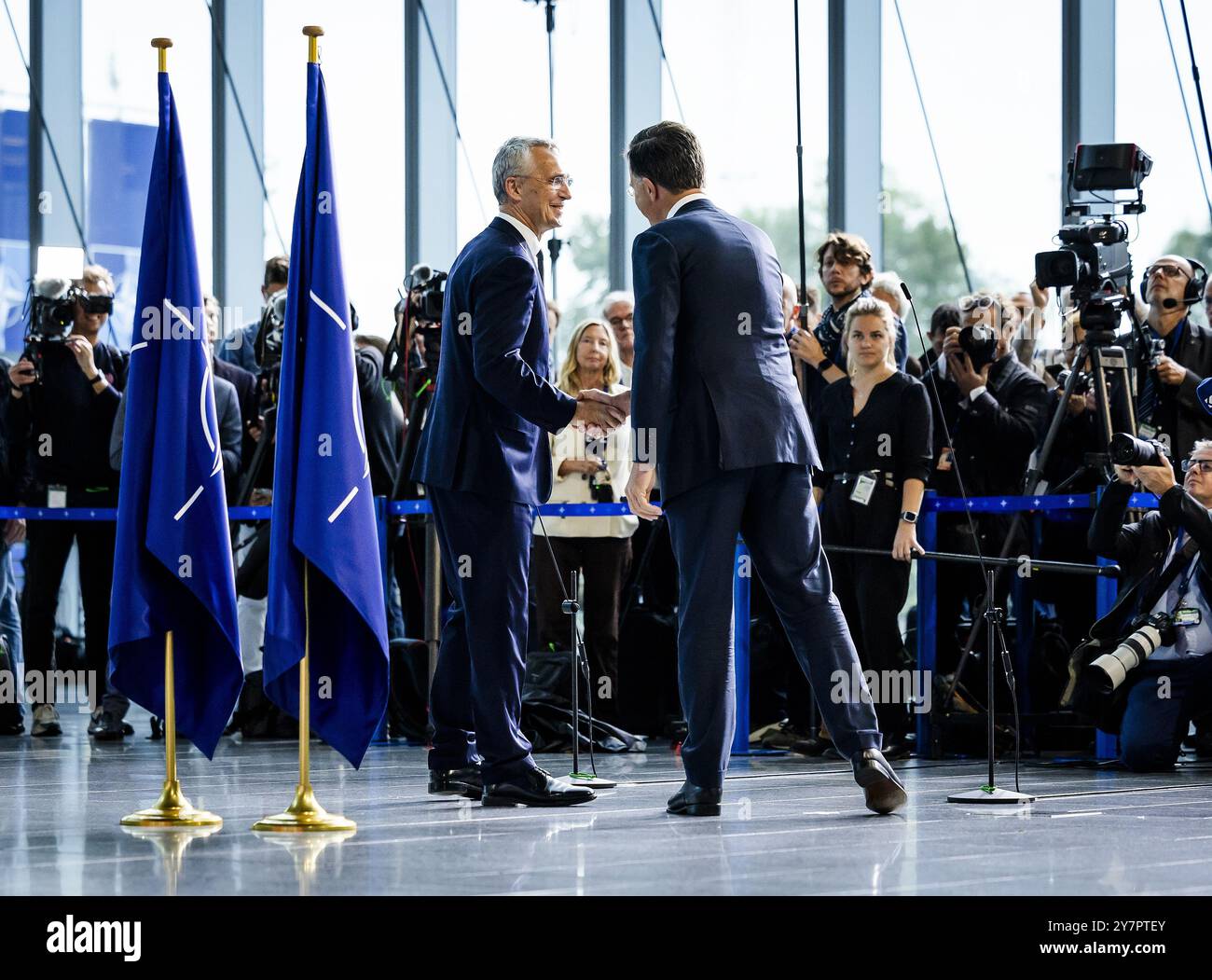 BRUSSELS - Mark Rutte during a doorstep with NATO Secretary General ...