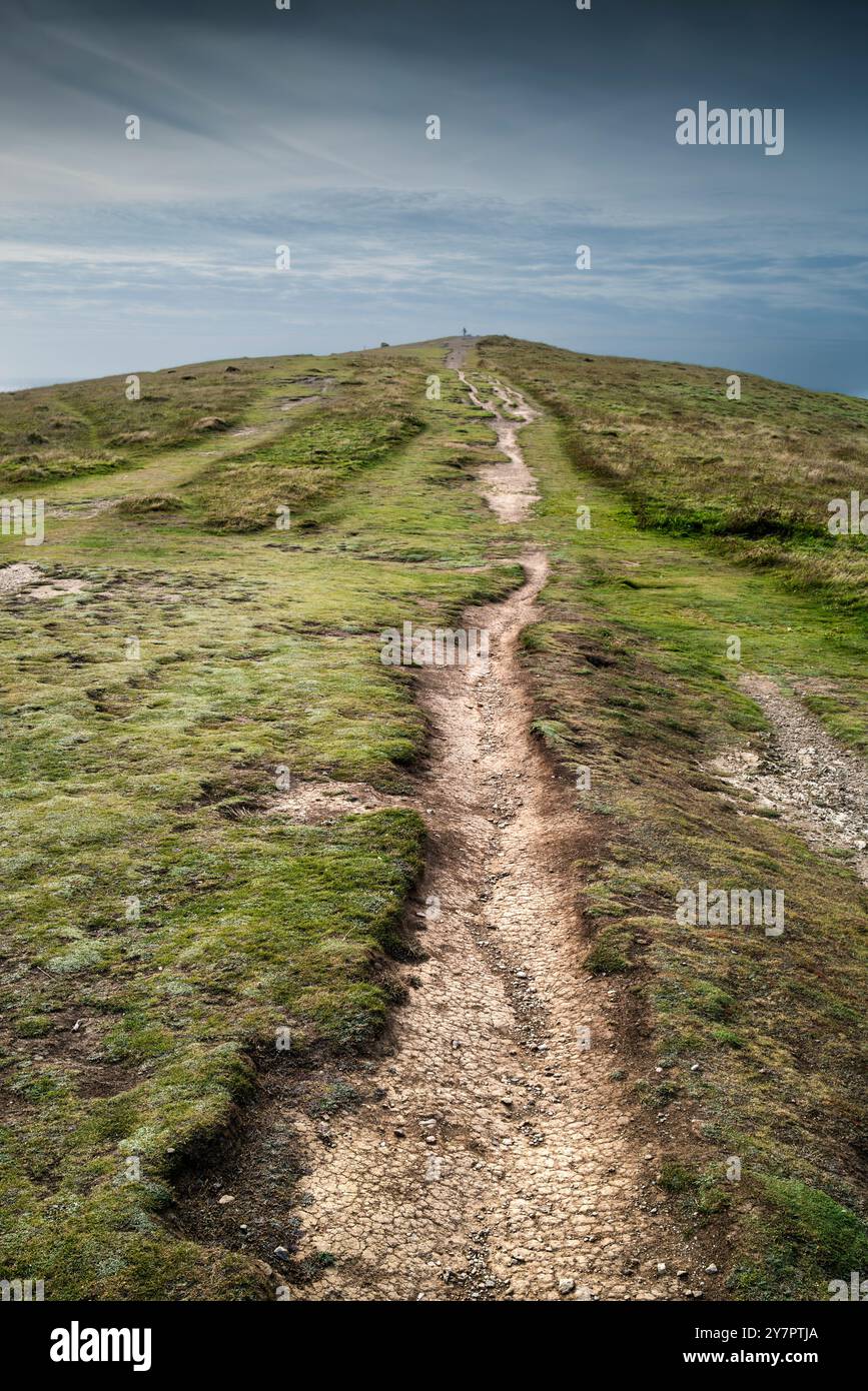 The heavily eroded tracks leading up to the top of the remains of the ...