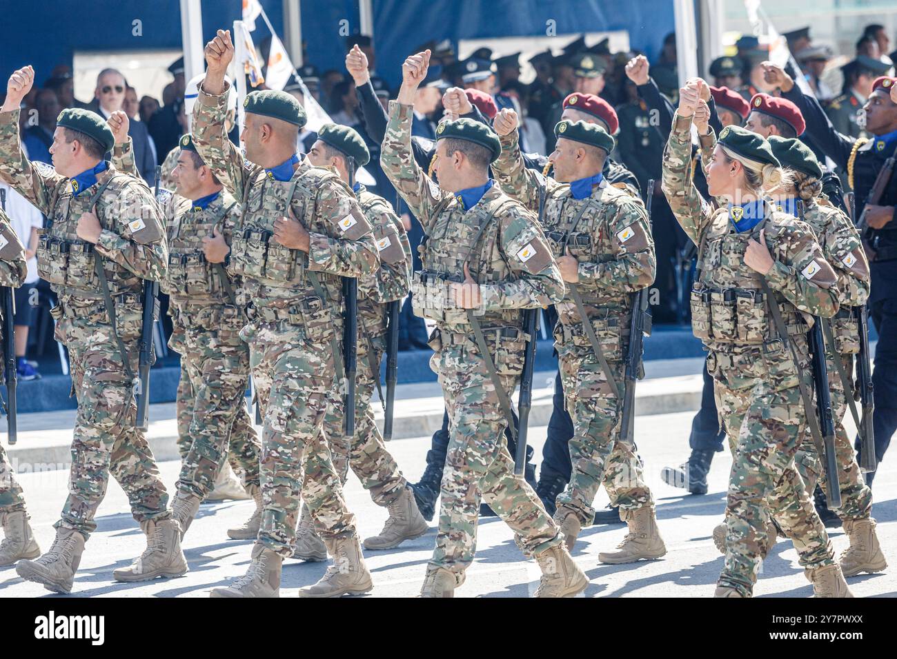 Nicosia, Nicosia, Cyprus. 1st Oct, 2024. Soldiers are marching during ...
