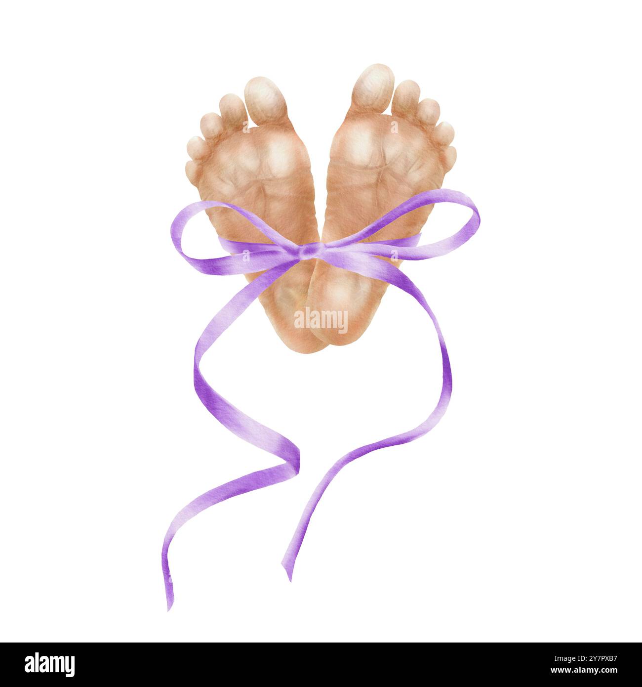 The baby's feets with purple ribbon as a symbol of unity,family,love ...